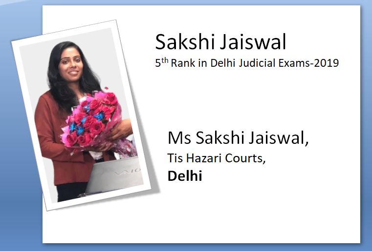Sakshi Jaiswal 5th Rank in Delhi Judicial Exams-2019 - Kalwar Caste